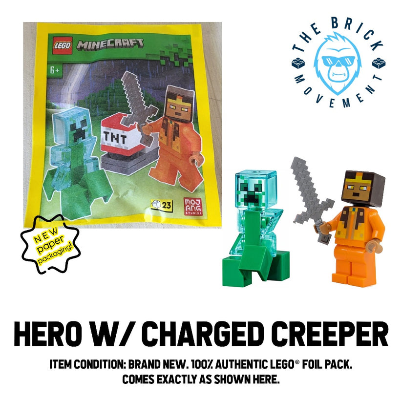 LEGO MINECRAFT Hero with Charged Creeper and TNT Launcher Foil Pack ...